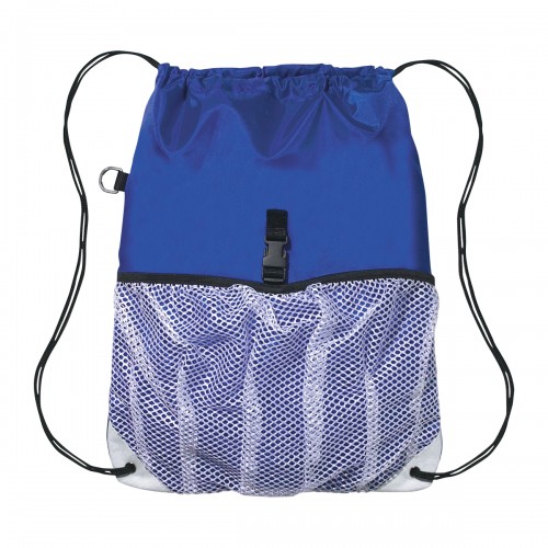 Custom Polyester Drawstring Sportspacks W/ Outside Mesh Pocket