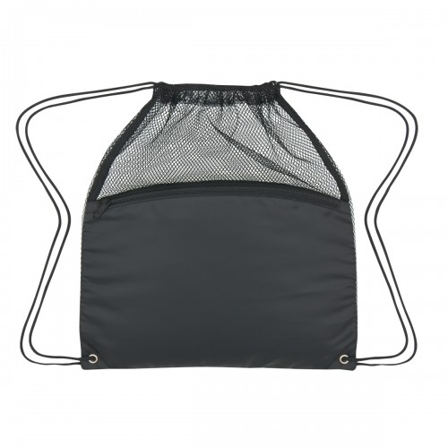 Custom Mesh / Polyester Sports Pack Zippered Pocket Drawstring Bags