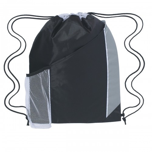 Promotional Tri-Color Sports Pack Polyester Drawstring Bags