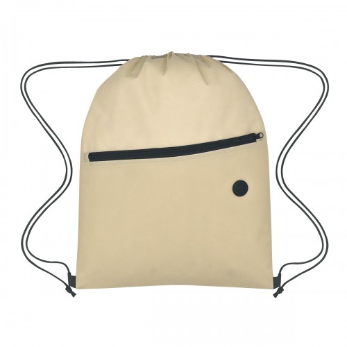 Customized Non-Woven with Front Zipper Polypropylene Drawstring Bags