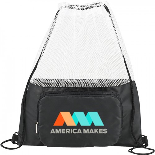 Custom Court Time Polyester Drawstring Cinch Backpacks