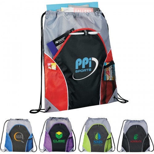 Custom Marathon Polyester Drawstring Cinch Backpacks