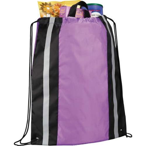 Custom Reflective Polyester Drawstring Cinch Backpacks